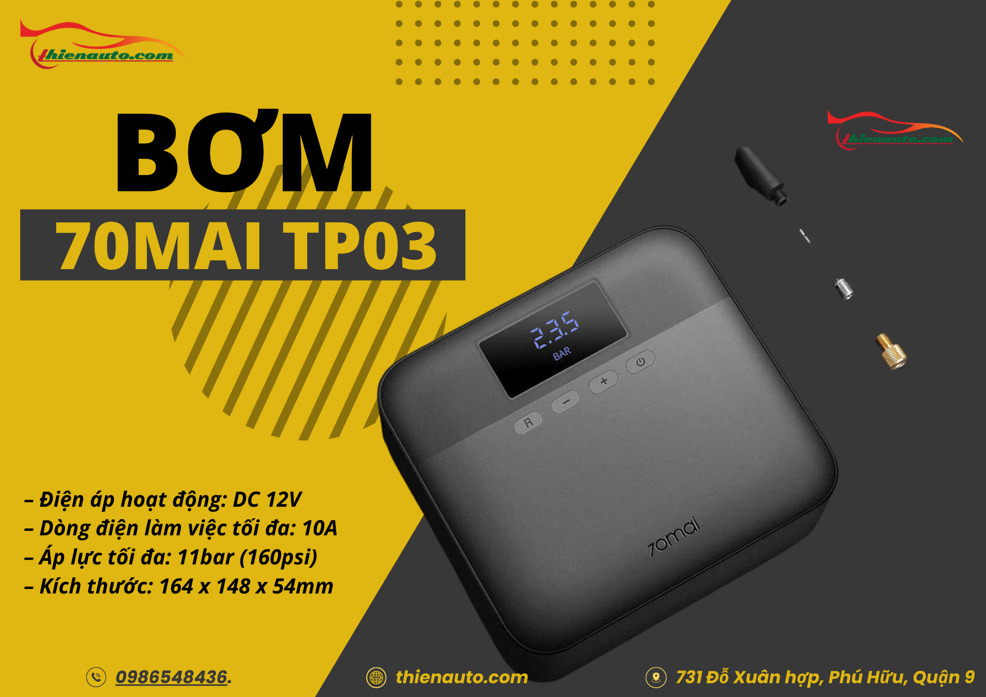 MÁY BƠM 70MAI Midrive TP03 - THIỆN AUTO | TRUNG TÂM CHĂM SÓC XE